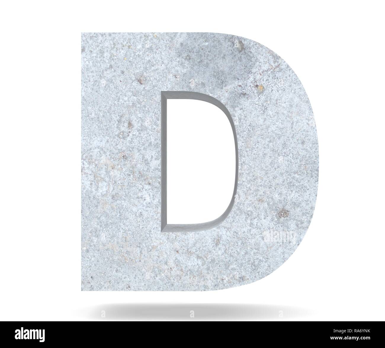 Concrete Capital Letter - D isolated on white background. 3D render ...