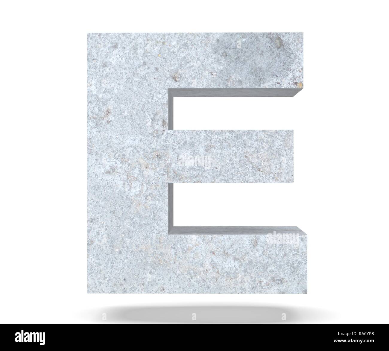 Concrete Capital Letter - E isolated on white background. 3D render ...