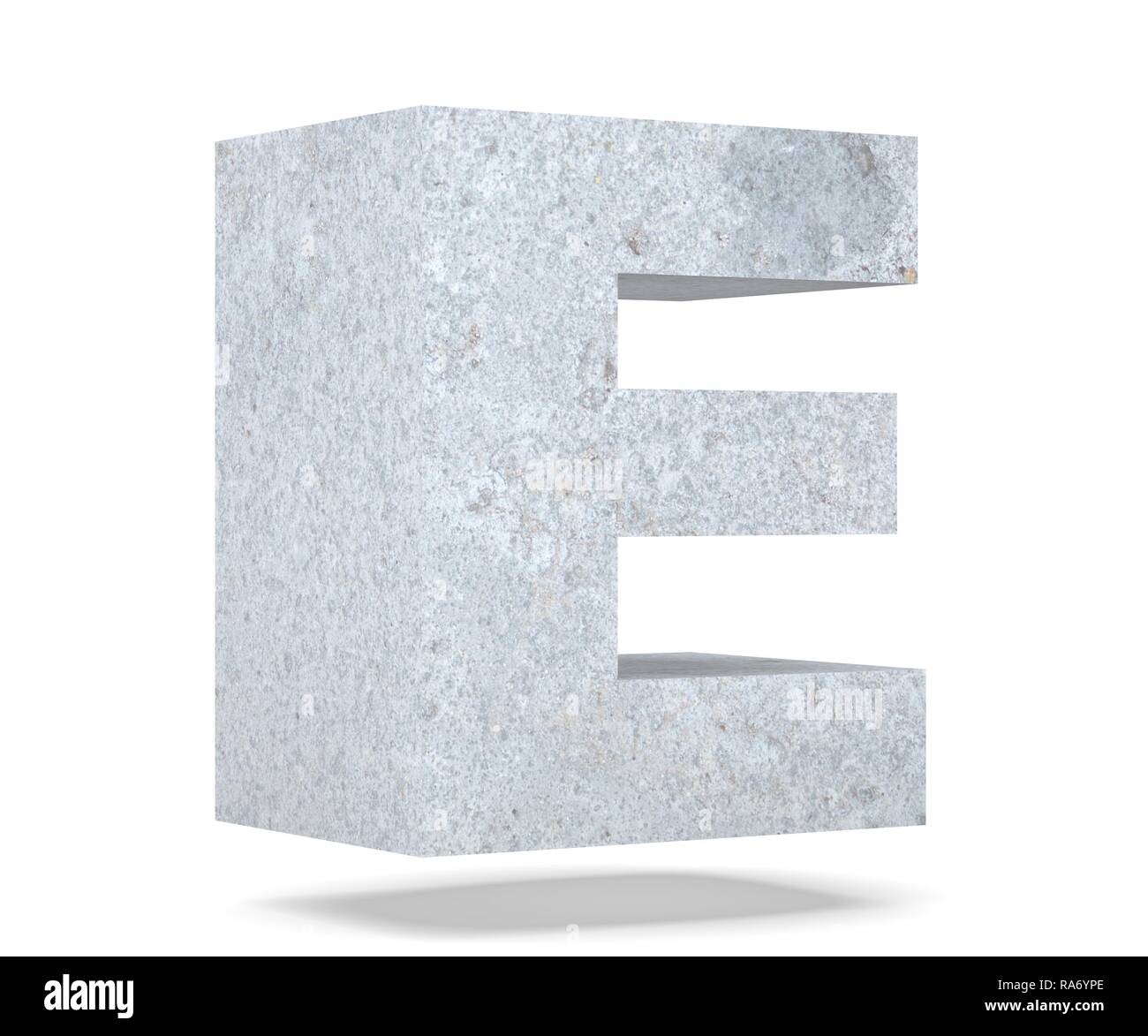 Concrete Capital Letter - E isolated on white background. 3D render ...