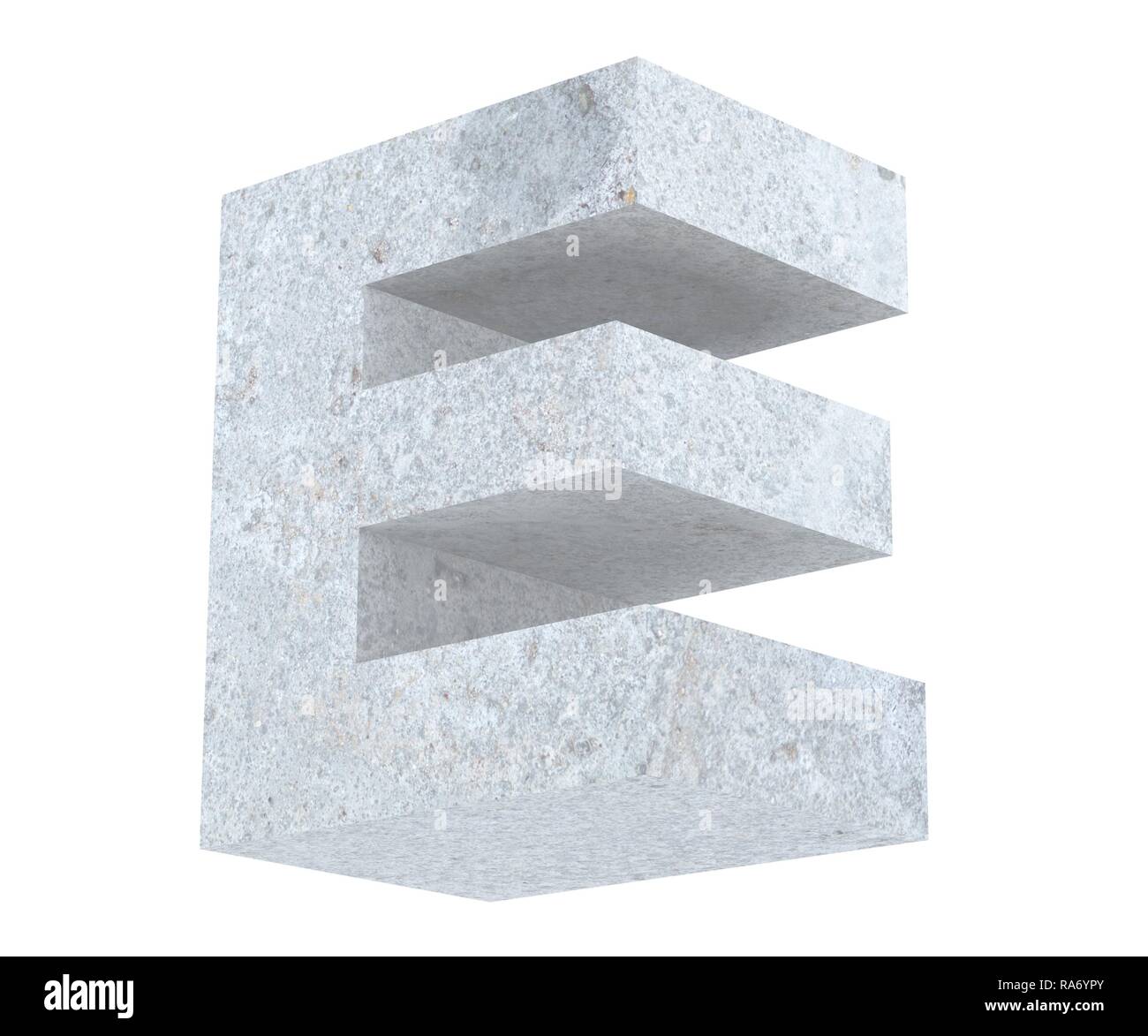 Concrete Capital Letter - E isolated on white background. 3D render ...