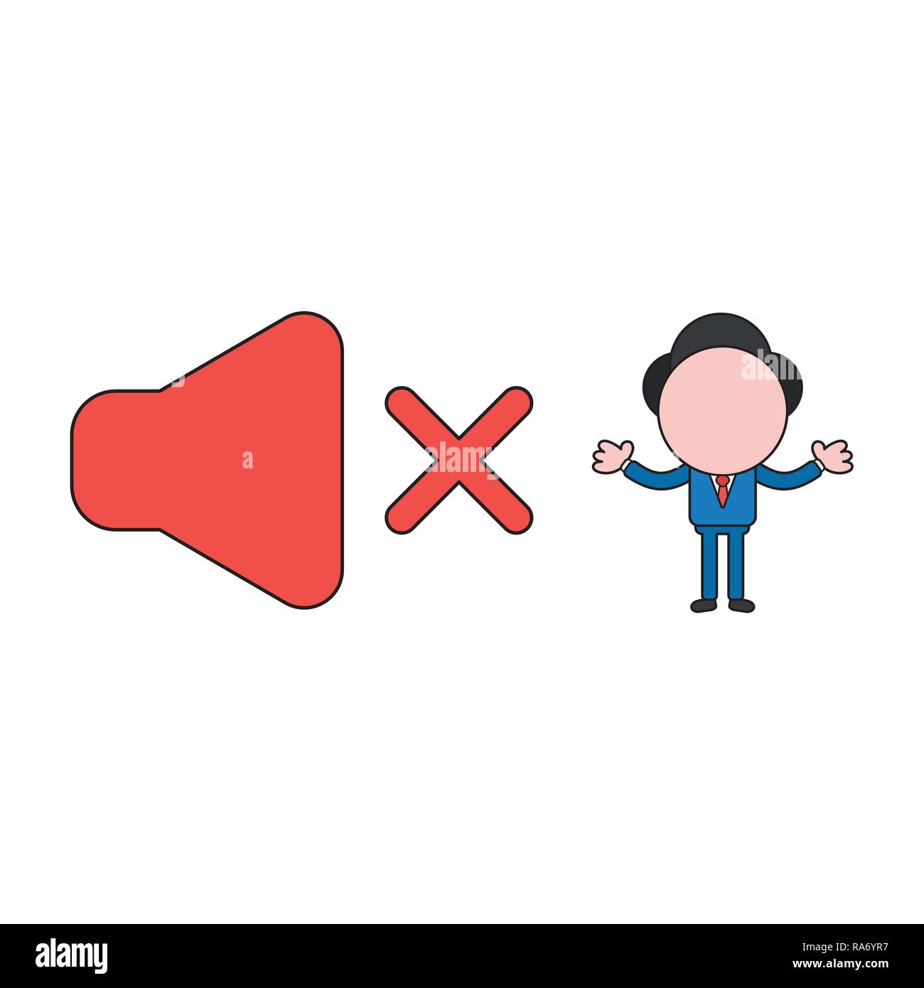 Vector illustration concept of businessman character with sound off ...