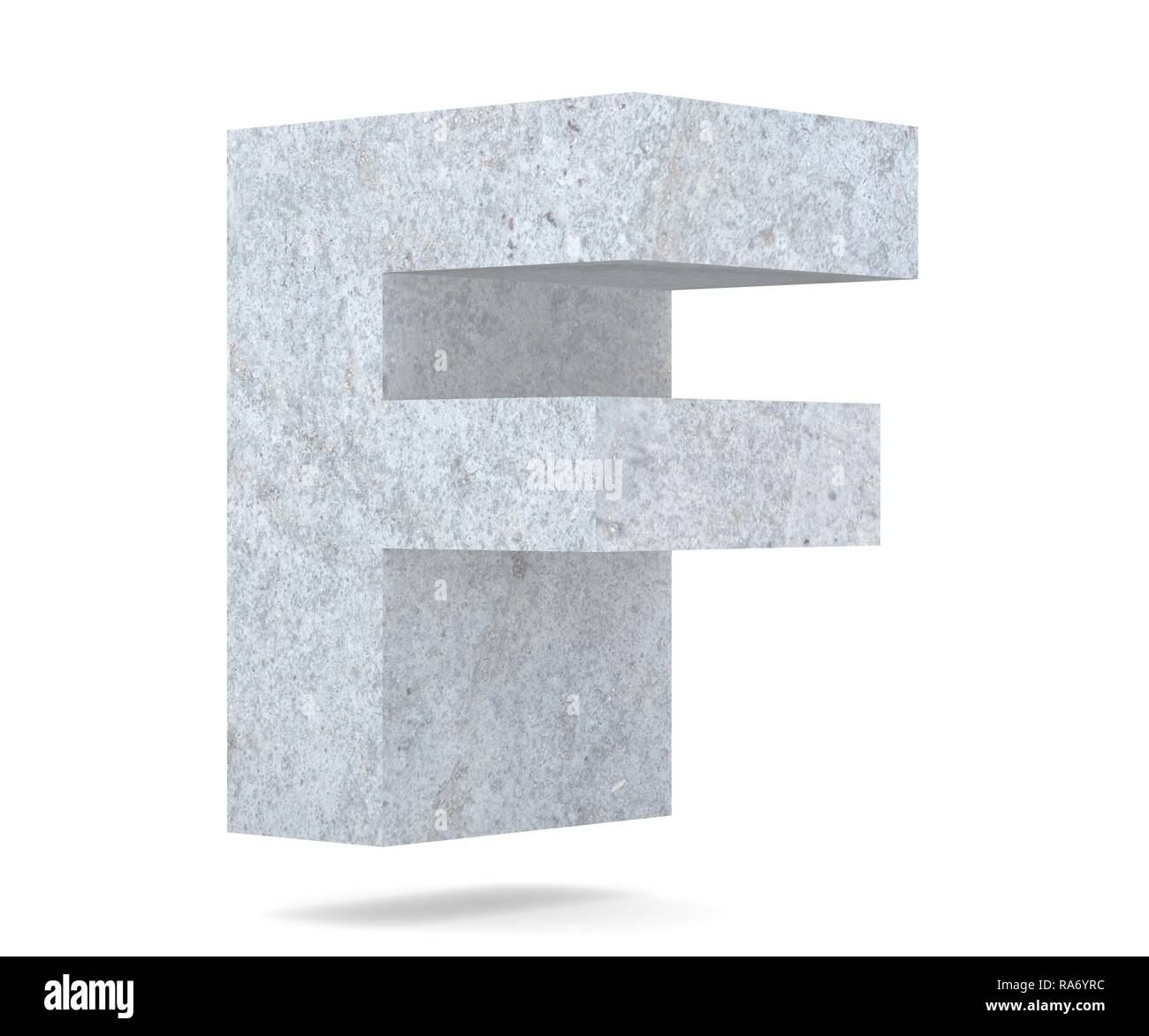 Concrete Capital Letter - F isolated on white background. 3D render ...