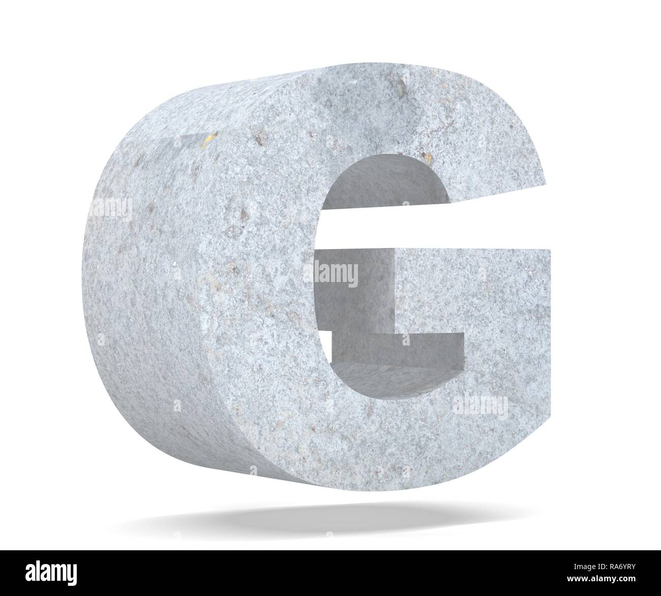 Concrete Capital Letter - G isolated on white background. 3D render ...