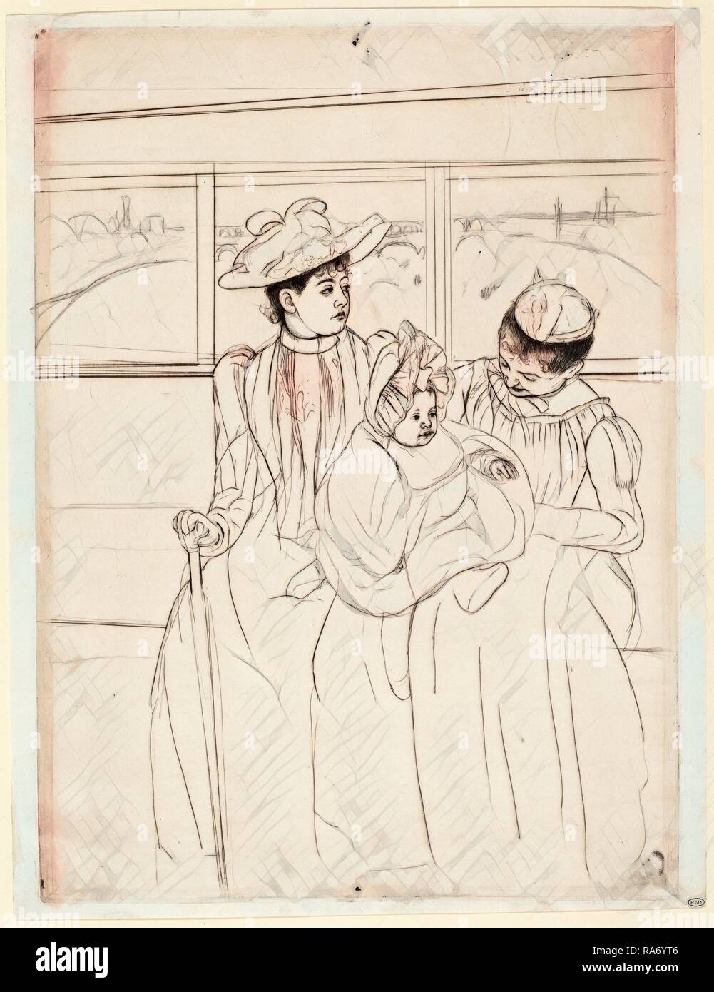 Mary Cassatt, In the Omnibus, American, 1844 - 1926, c. 1891, soft ...