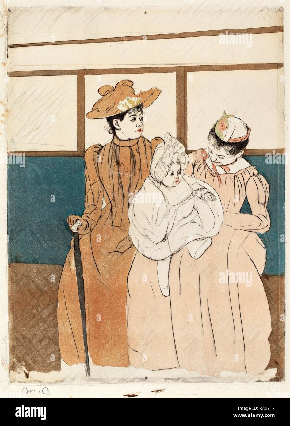 Mary Cassatt, In the Omnibus, American, 1844 - 1926, c. 1891, soft ...