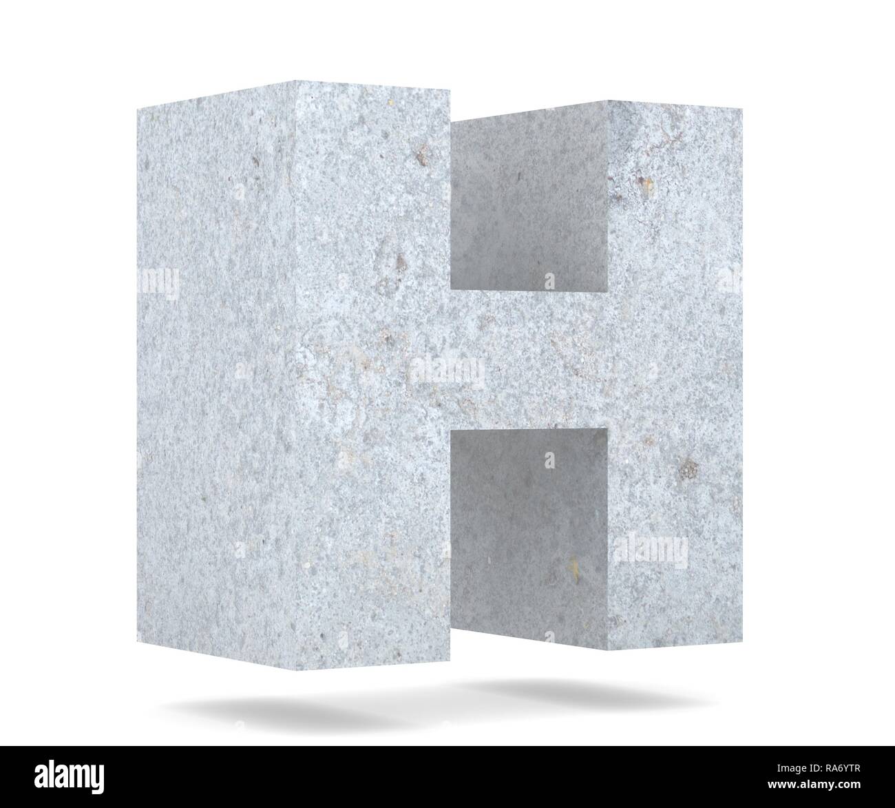 Concrete Capital Letter - H isolated on white background. 3D render ...