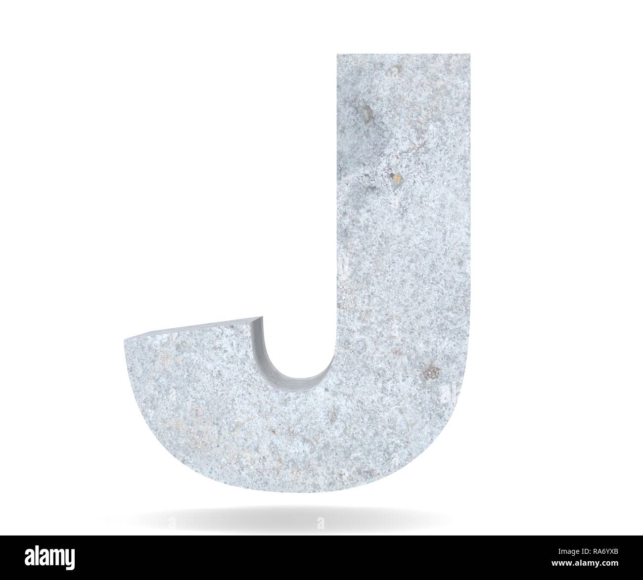 Concrete Capital Letter - J isolated on white background. 3D render ...
