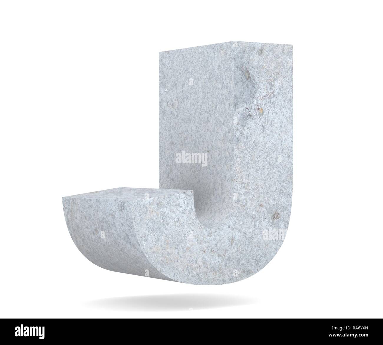Concrete Capital Letter - J isolated on white background. 3D render ...
