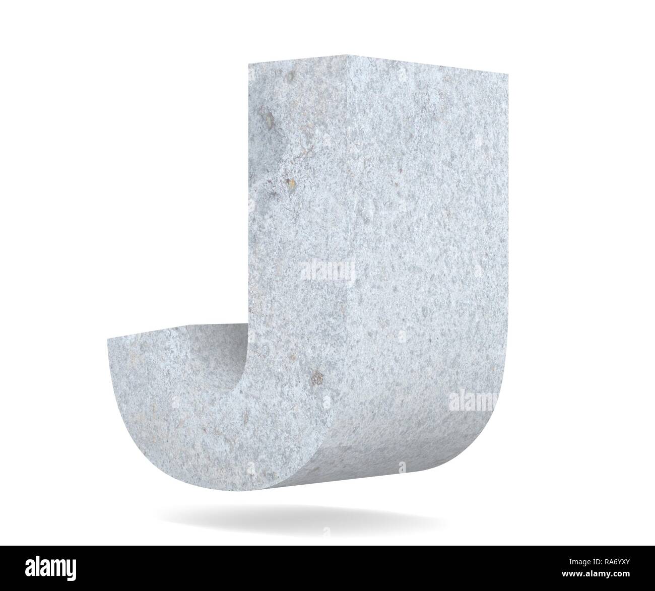 Concrete Capital Letter - J isolated on white background. 3D render ...