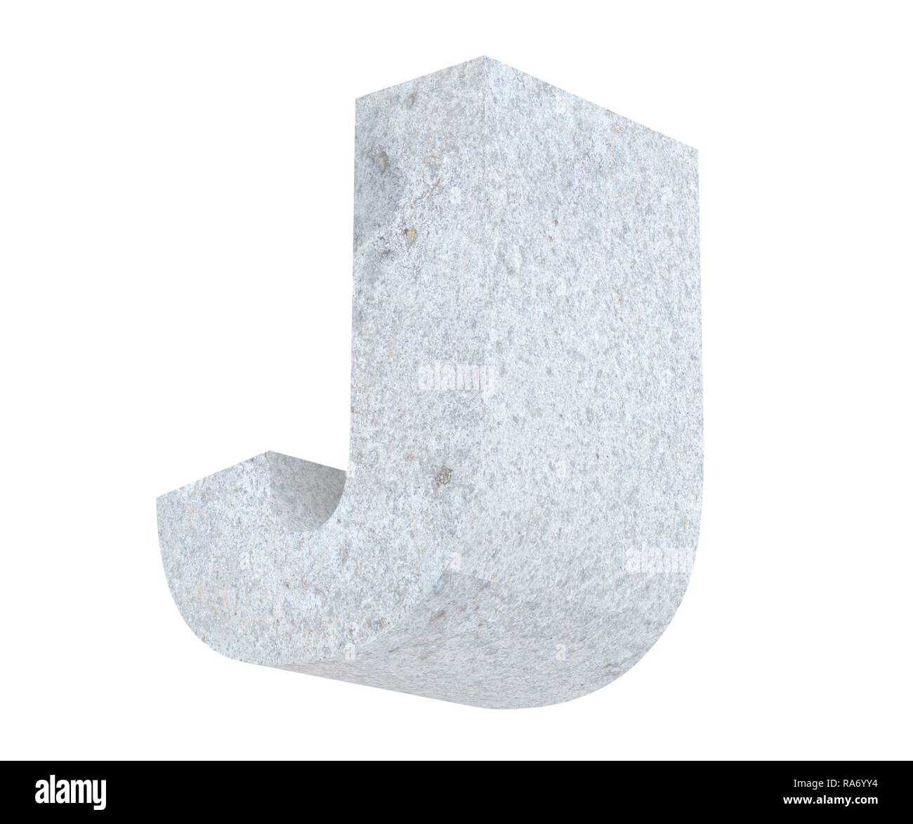 Concrete Capital Letter - J isolated on white background. 3D render ...