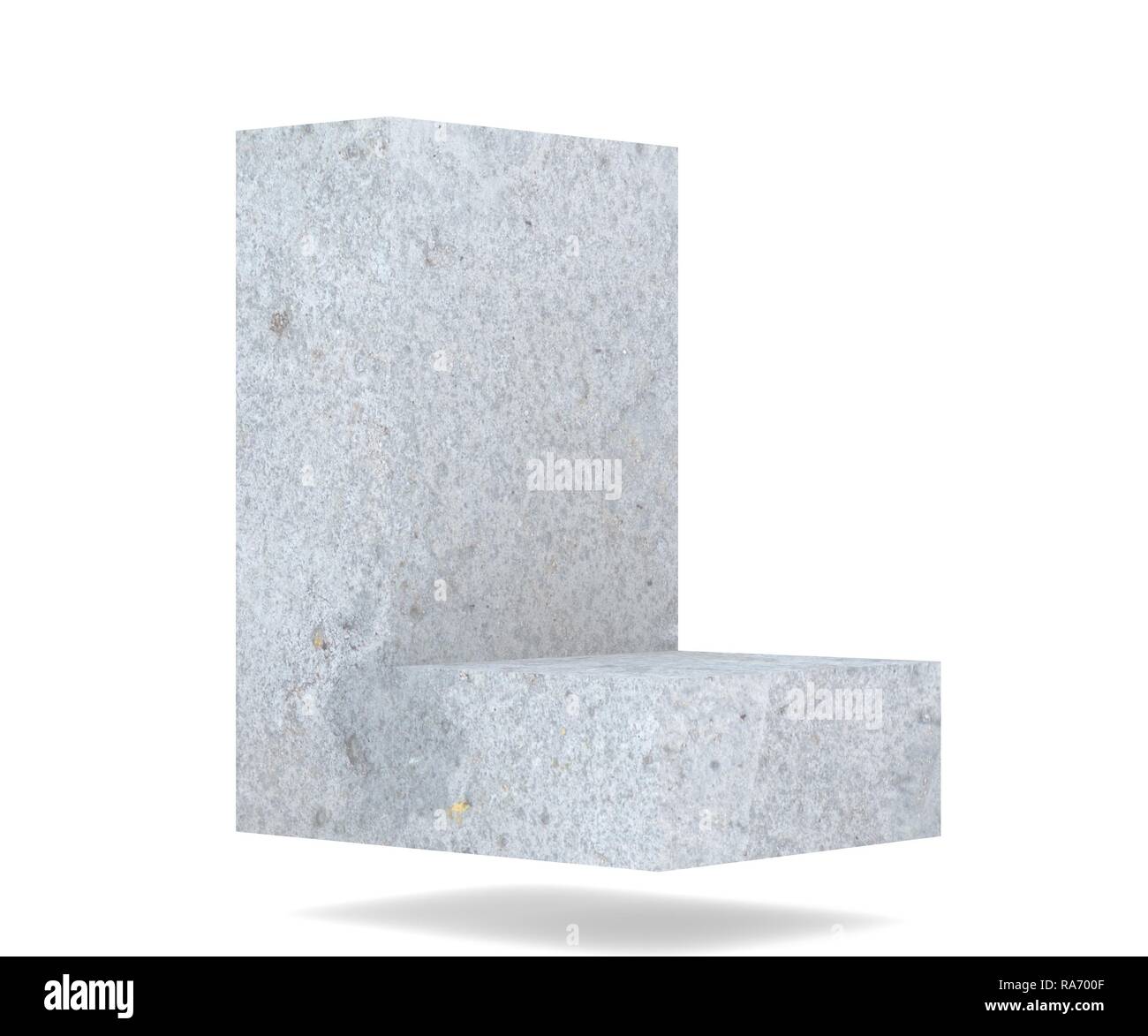 Concrete Capital Letter - L isolated on white background. 3D render ...