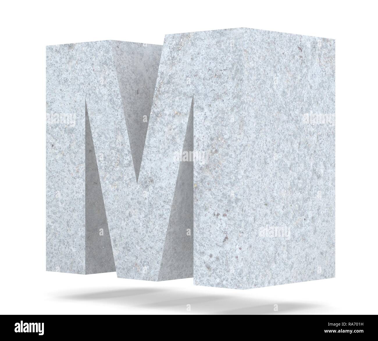 Concrete Capital Letter - M isolated on white background. 3D render ...