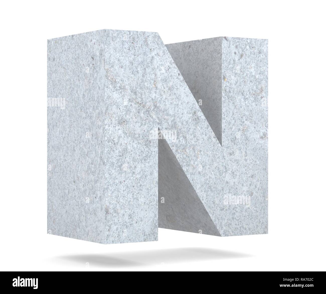Concrete Capital Letter - N isolated on white background. 3D render ...