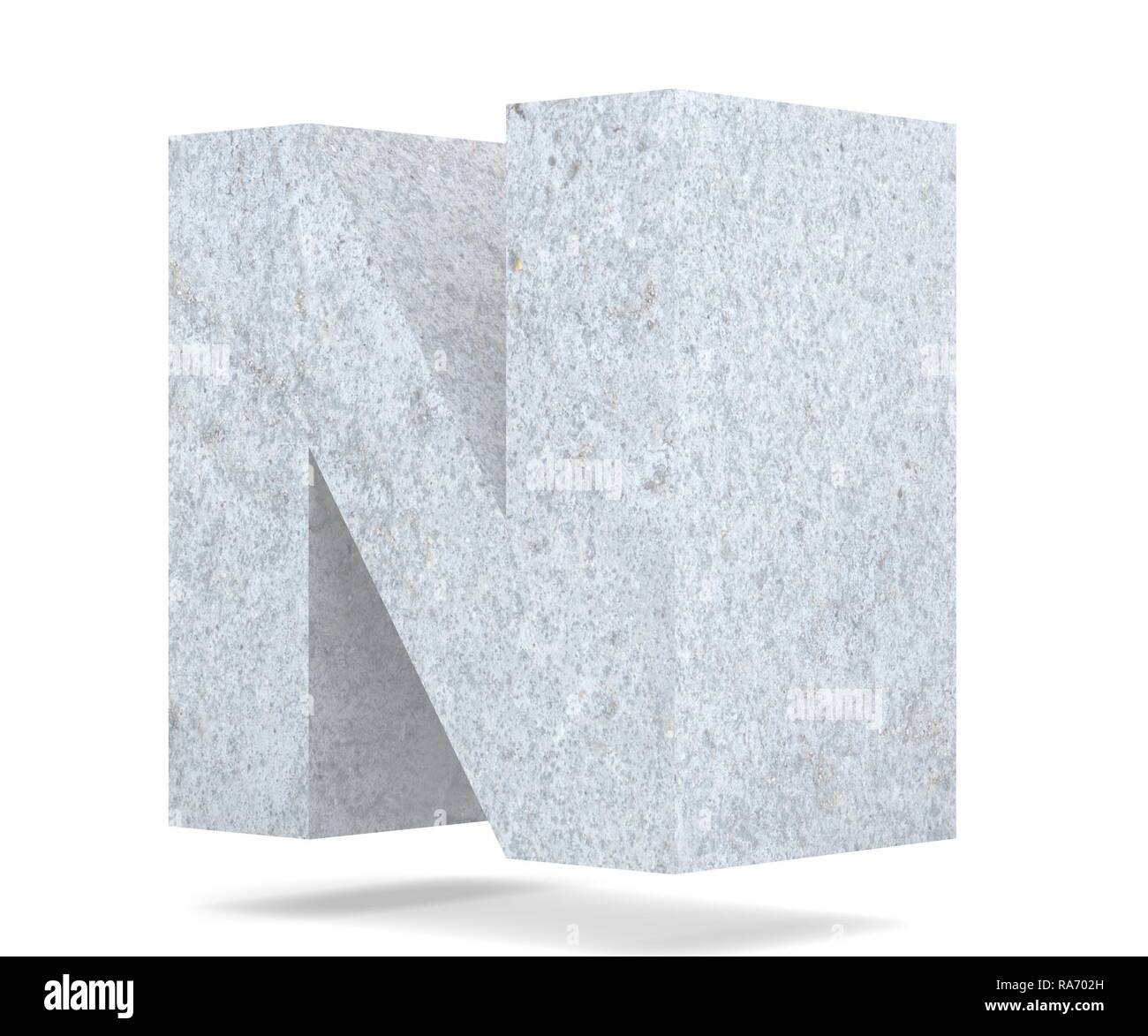 Concrete Capital Letter - N isolated on white background. 3D render ...