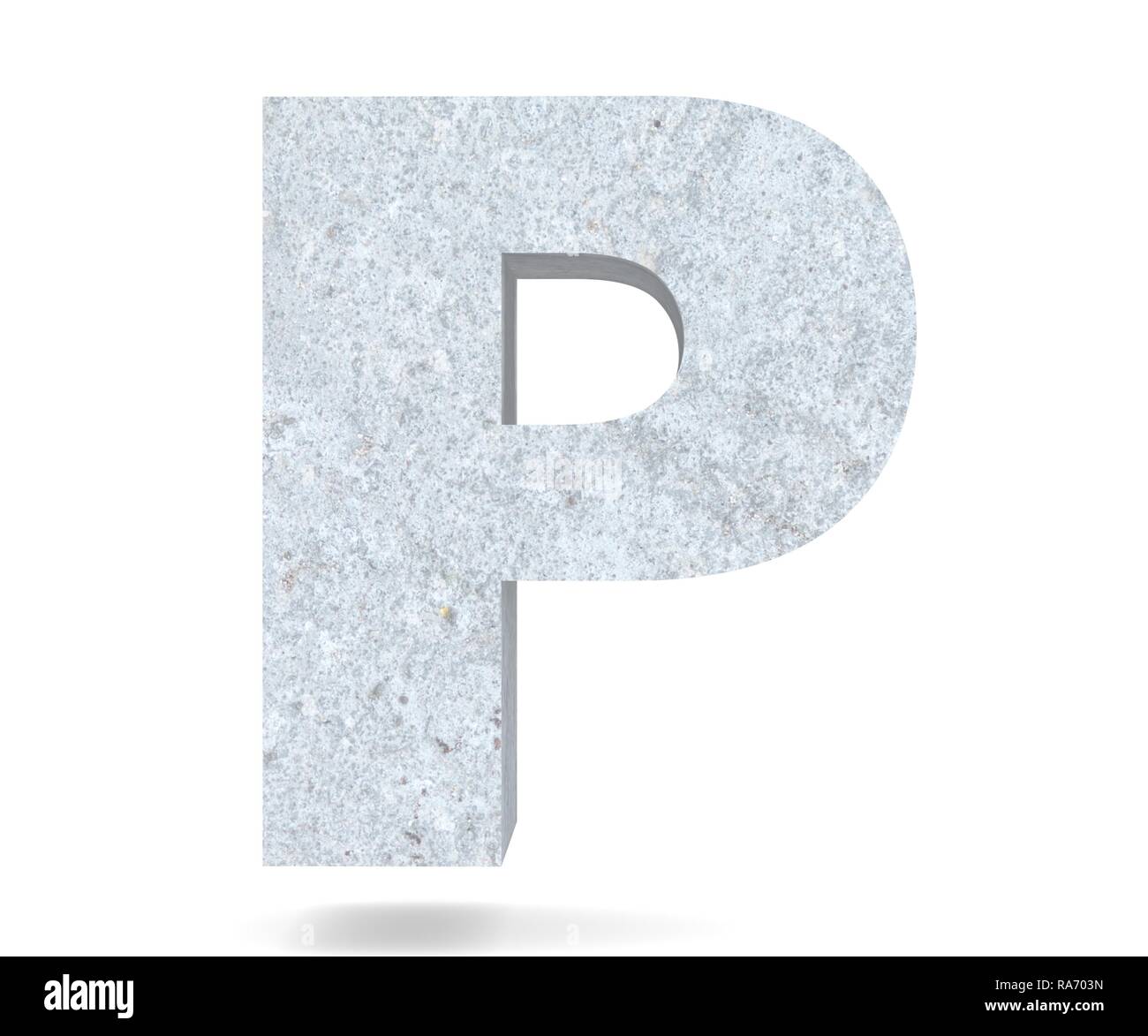 Concrete Capital Letter - P isolated on white background. 3D render ...