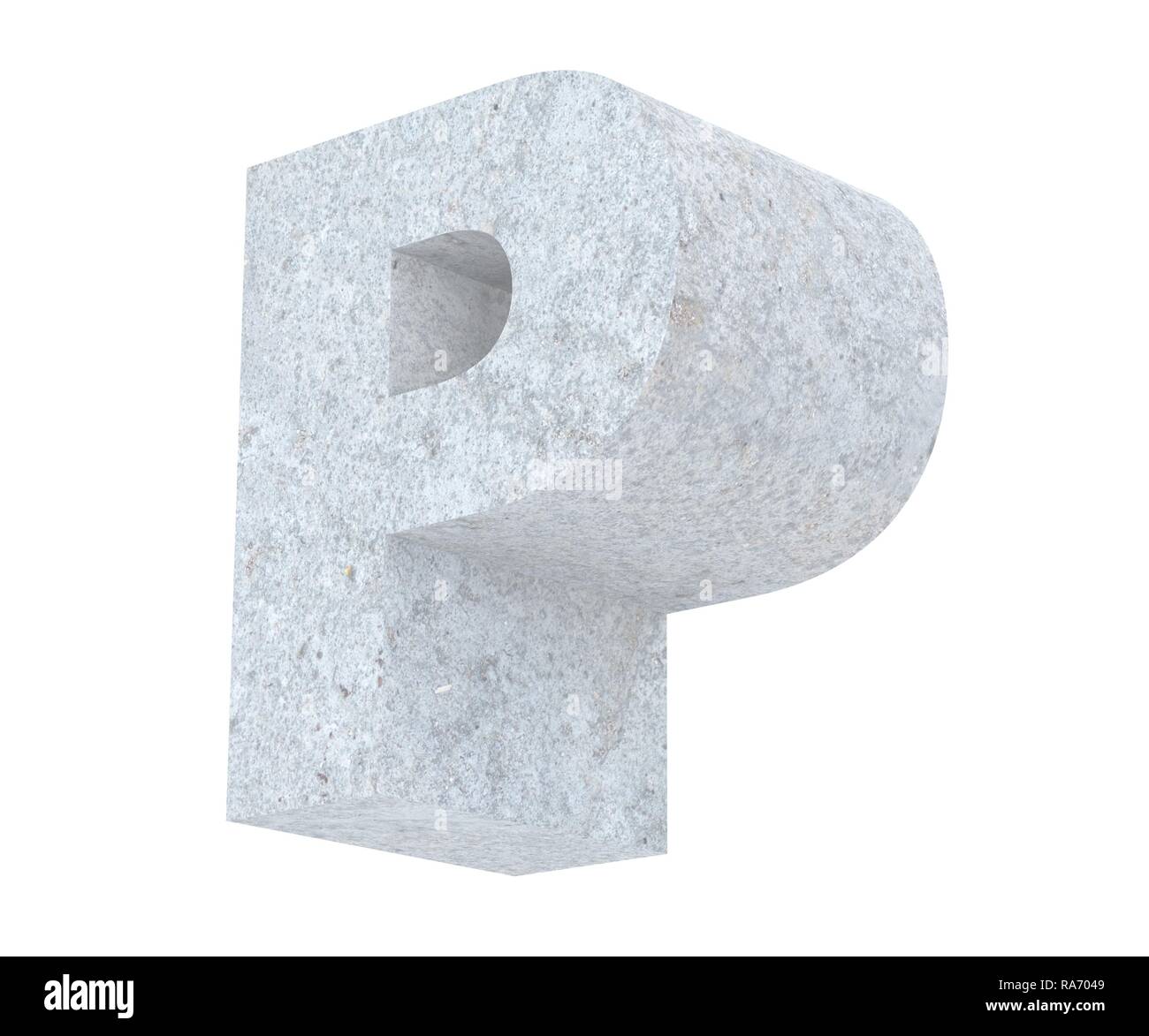 Concrete Capital Letter - P isolated on white background. 3D render ...