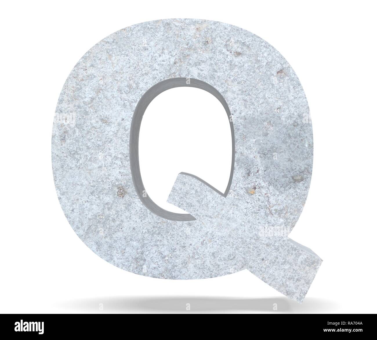 Concrete Capital Letter - Q isolated on white background. 3D render ...