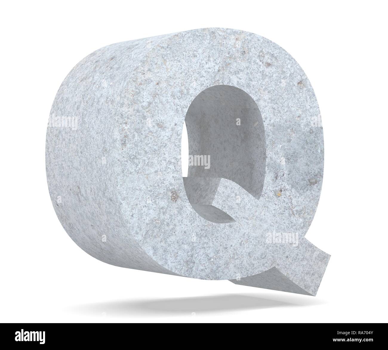 Concrete Capital Letter - Q isolated on white background. 3D render ...