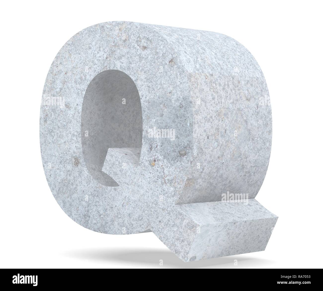 Concrete Capital Letter - Q isolated on white background. 3D render ...