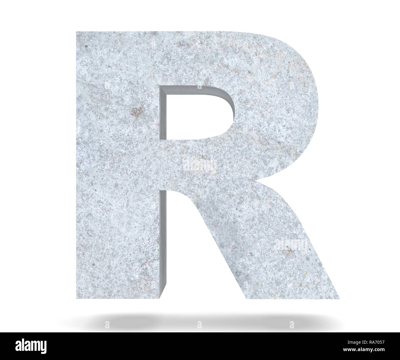 Concrete Capital Letter - R isolated on white background. 3D render ...