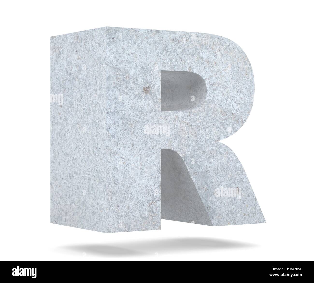 Concrete Capital Letter - R isolated on white background. 3D render ...