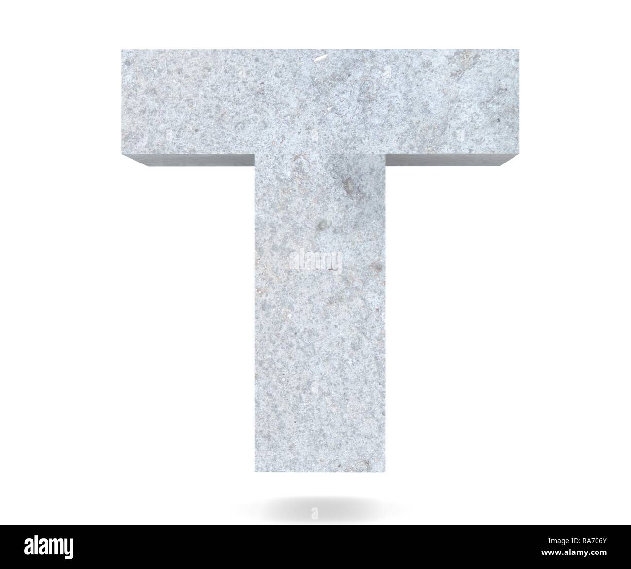 Concrete Capital Letter - T isolated on white background. 3D render ...