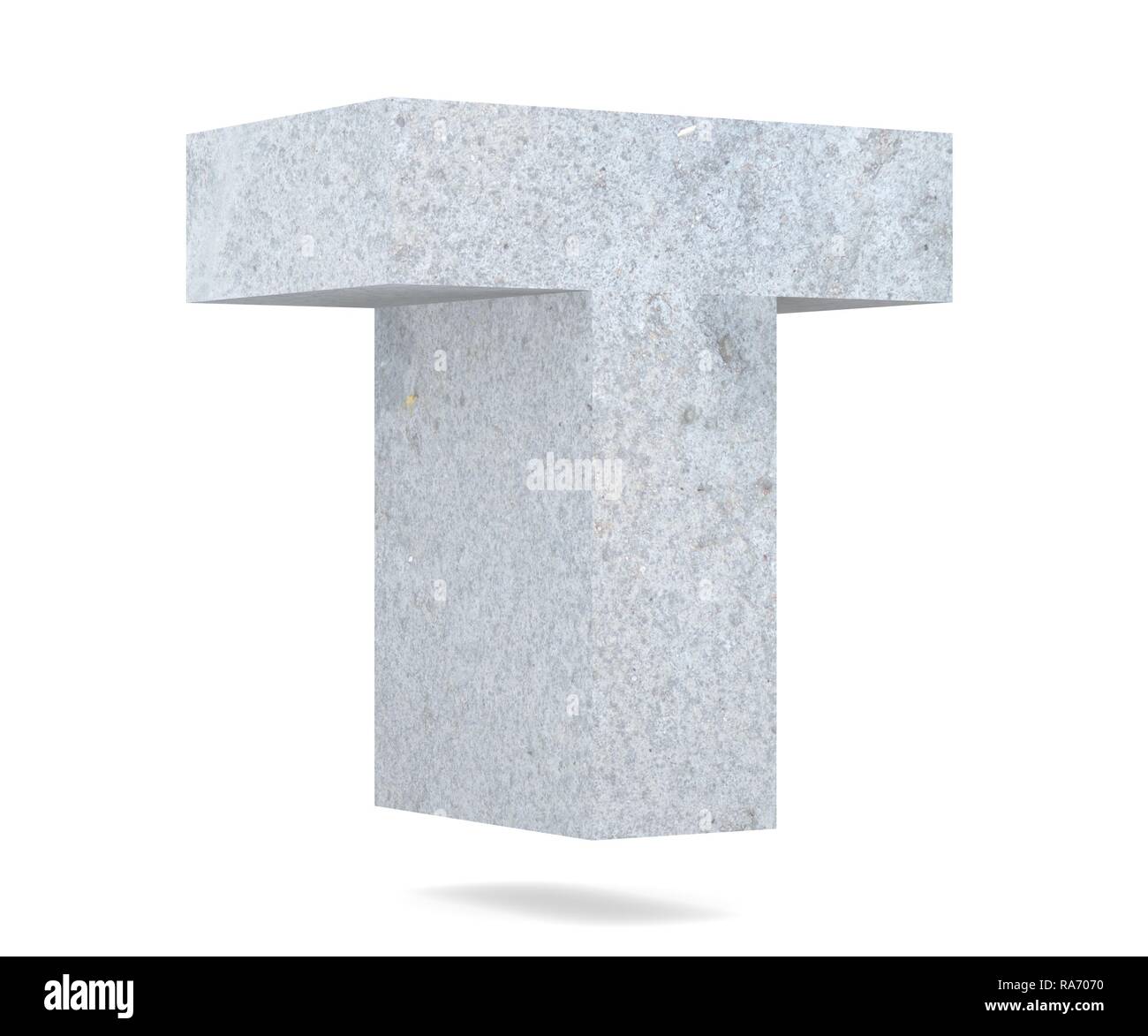 Concrete Capital Letter - T isolated on white background. 3D render ...