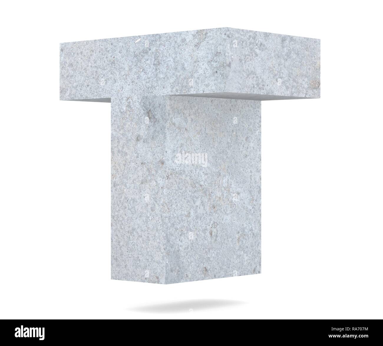 Concrete Capital Letter - T isolated on white background. 3D render ...