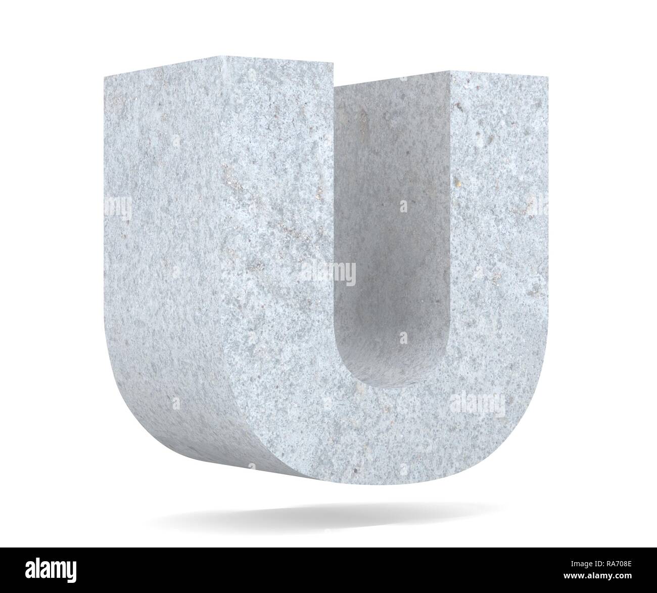 Concrete Capital Letter - U isolated on white background. 3D render ...