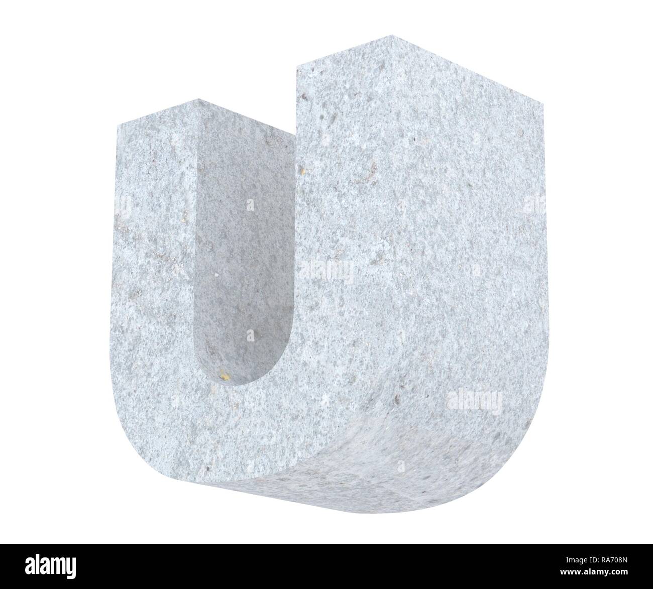 Concrete Capital Letter - U isolated on white background. 3D render ...