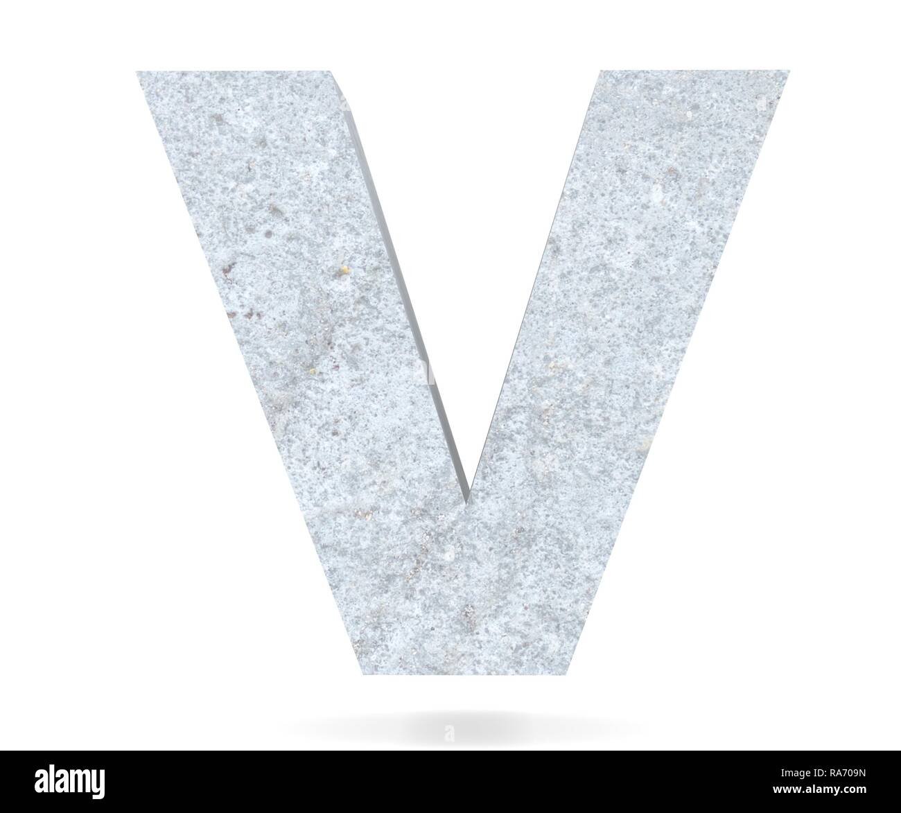 Concrete Capital Letter - V isolated on white background. 3D render ...