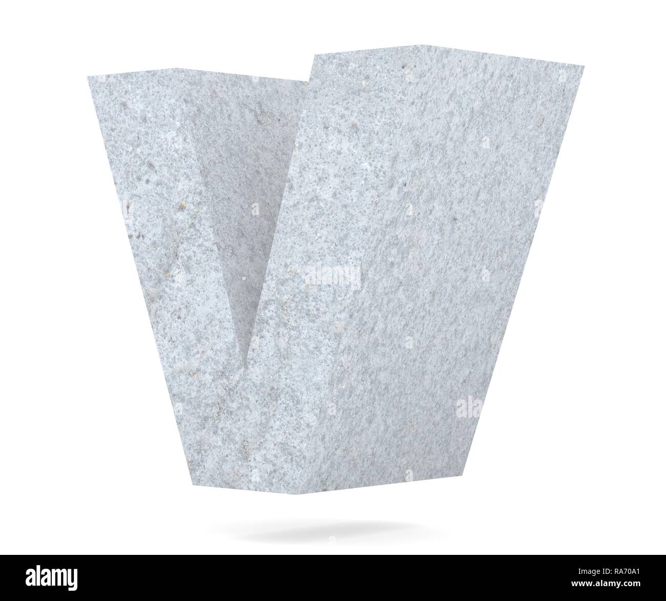 Concrete Capital Letter - V isolated on white background. 3D render ...