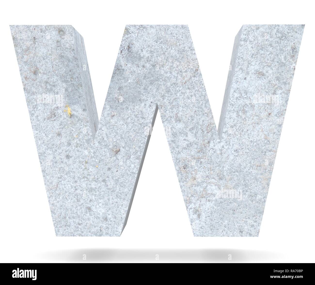 Concrete Capital Letter - W isolated on white background. 3D render ...