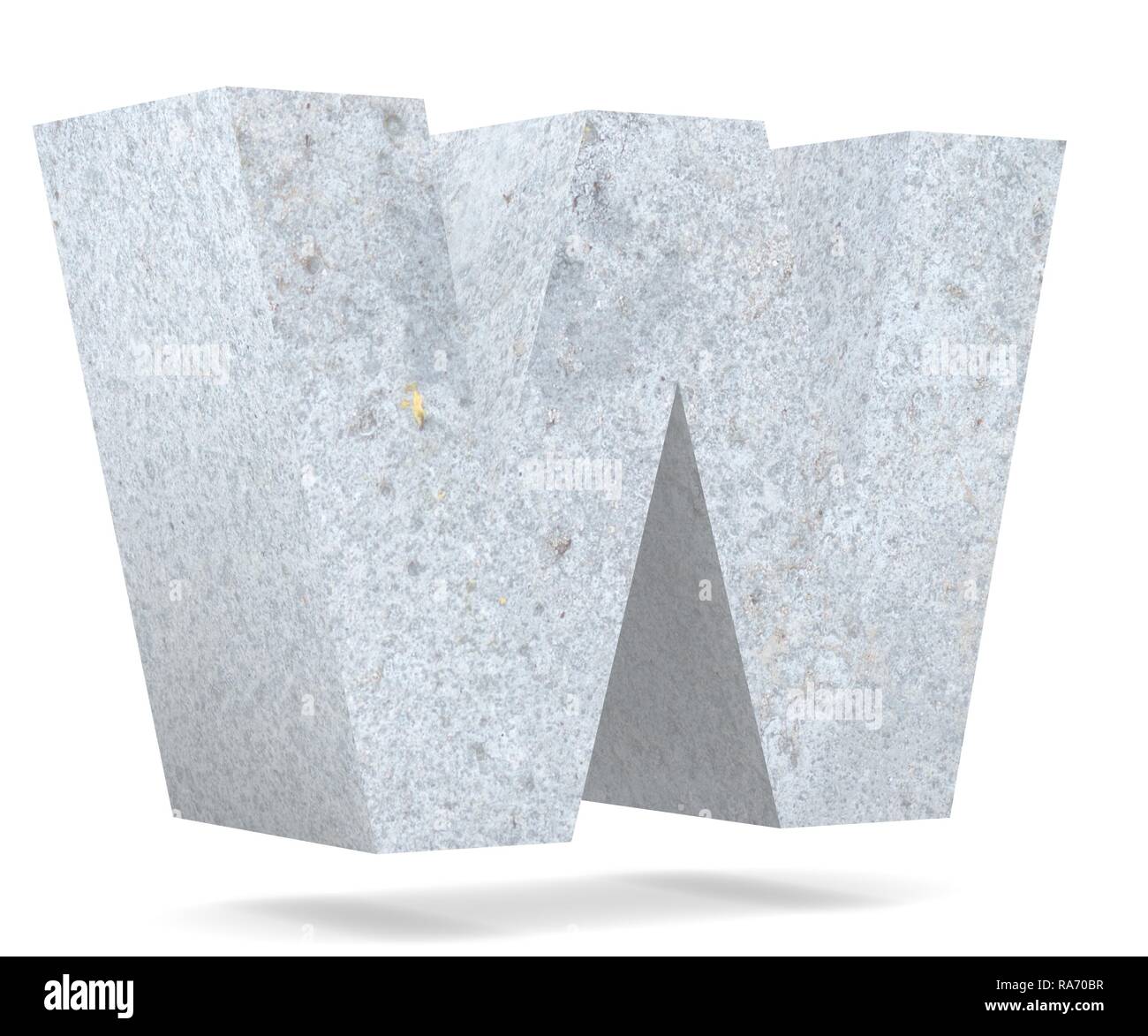 Concrete Capital Letter - W isolated on white background. 3D render ...