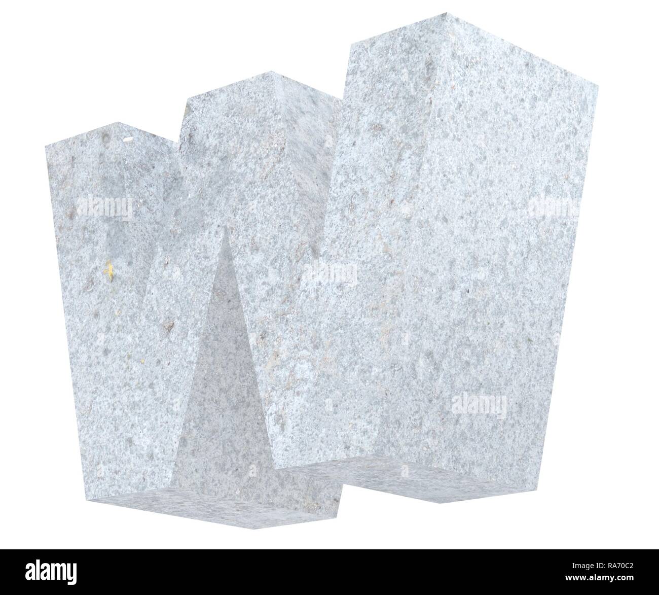 Concrete Capital Letter - W isolated on white background. 3D render ...