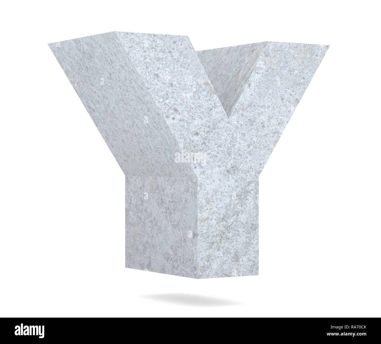 Concrete Capital Letter - Y isolated on white background. 3D render ...
