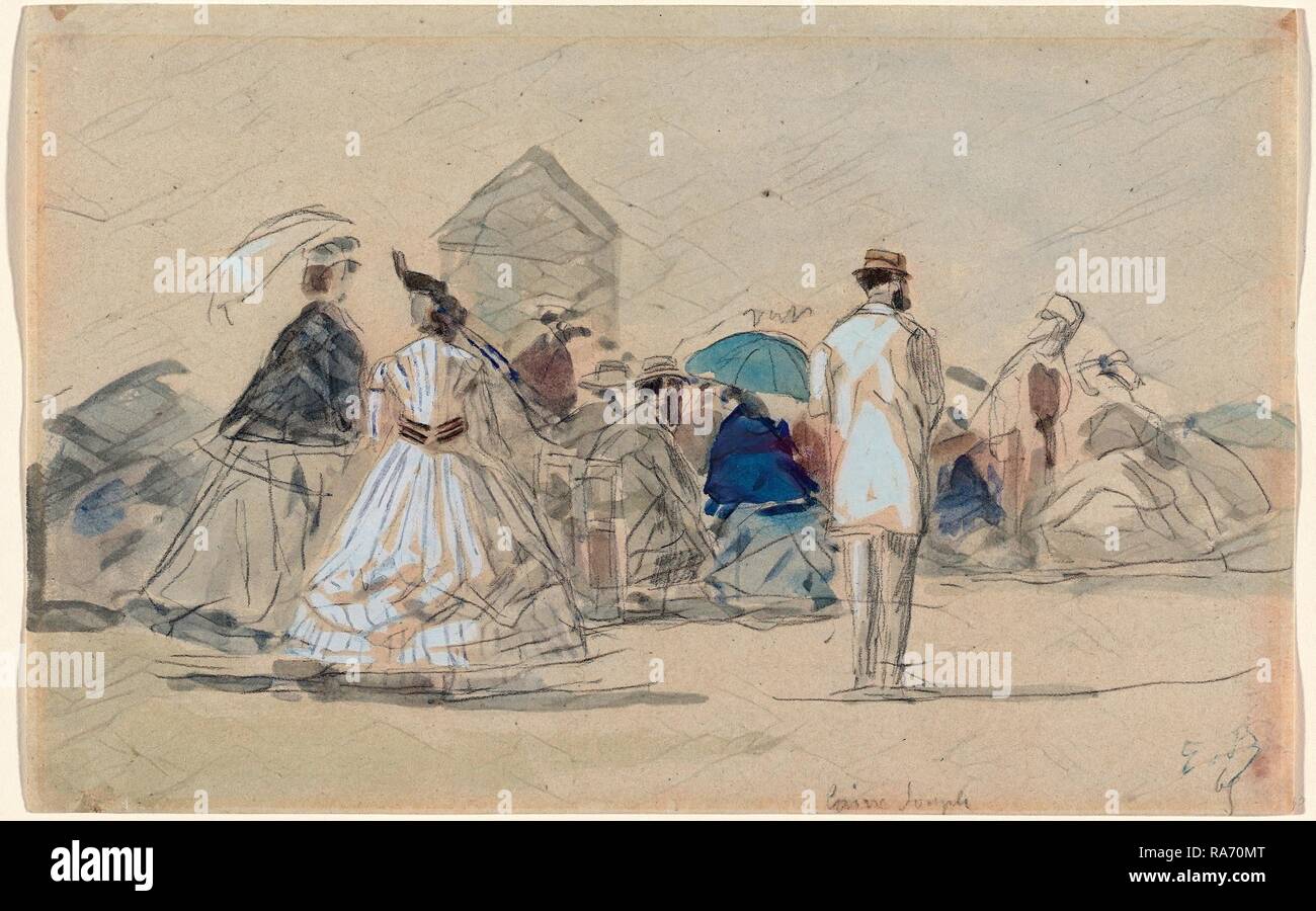 Eugène Boudin, Crinolines on the Beach, French, 1824-1898, c. 1865 ...