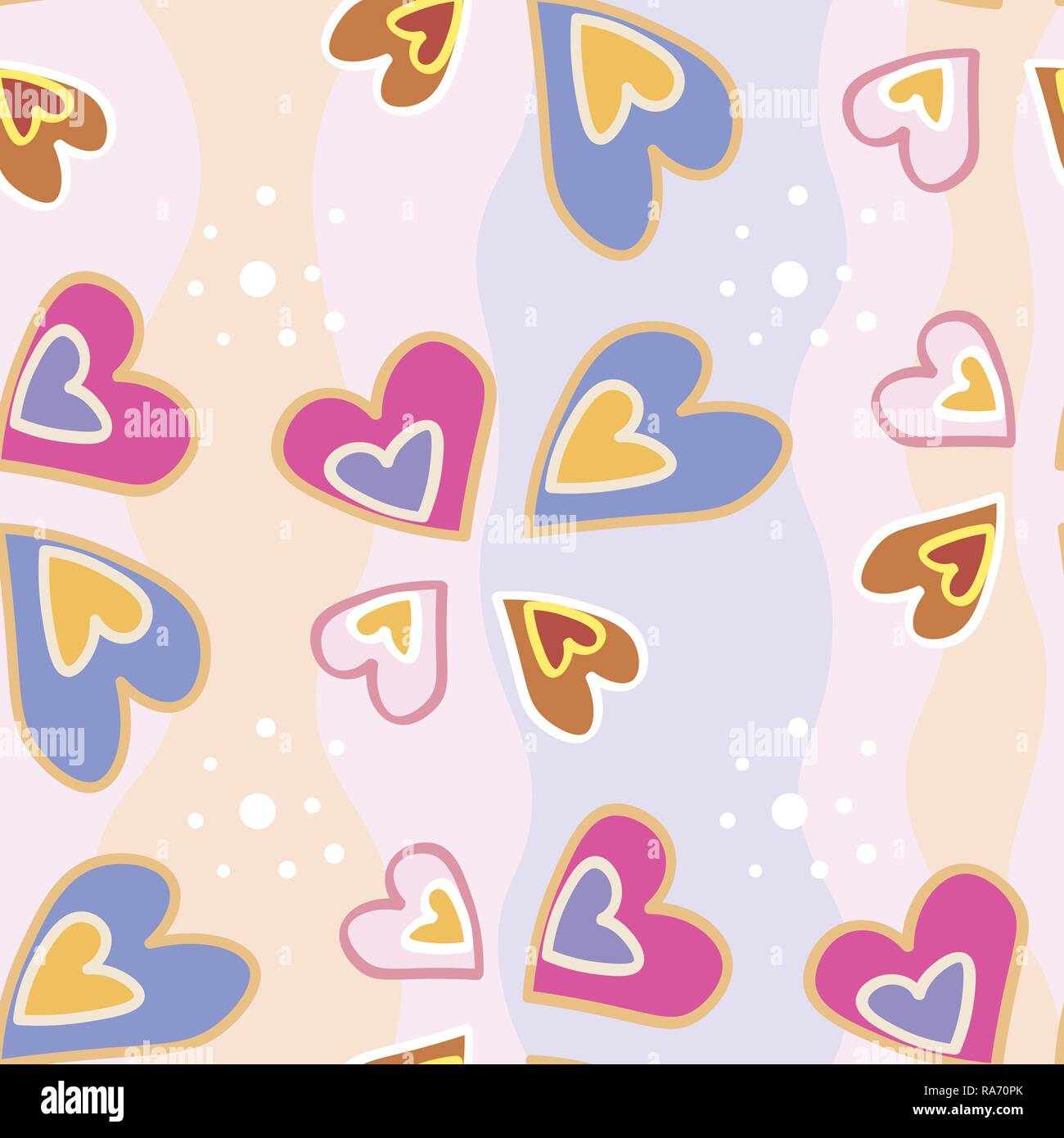 seamless pattern of multi-colored hearts on a background of uneven ...