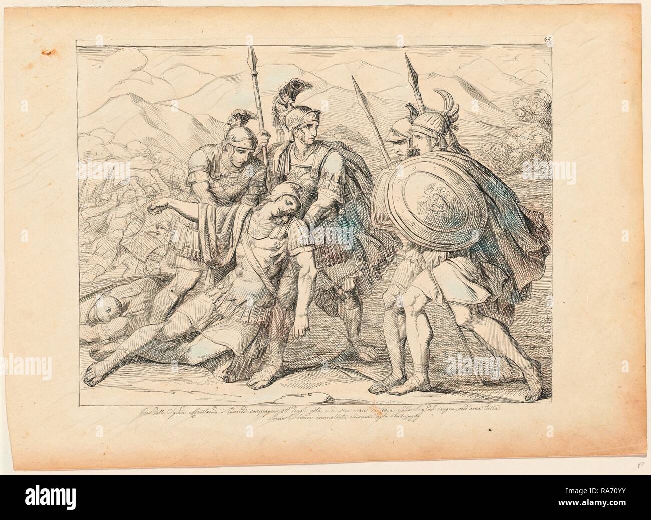 Bartolomeo Pinelli, Italian (1781-1835), Four Warriors Supporting Their ...