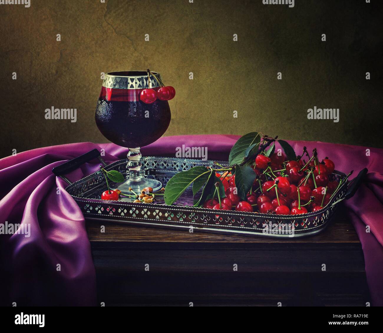 Still life with ripe cherry Stock Photo - Alamy