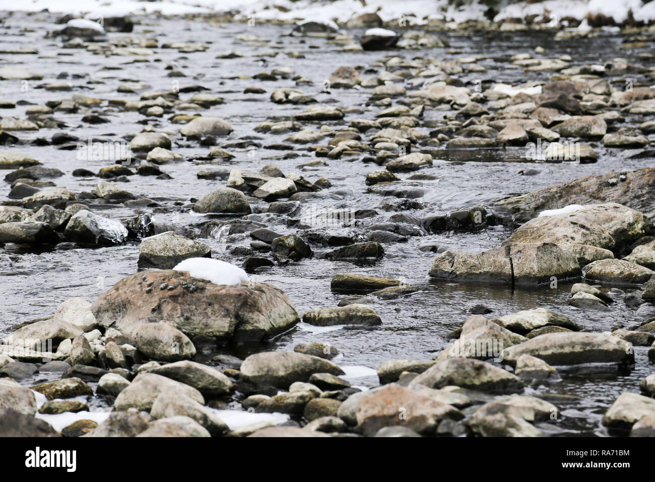 River in winter with snow Stock Photo - Alamy