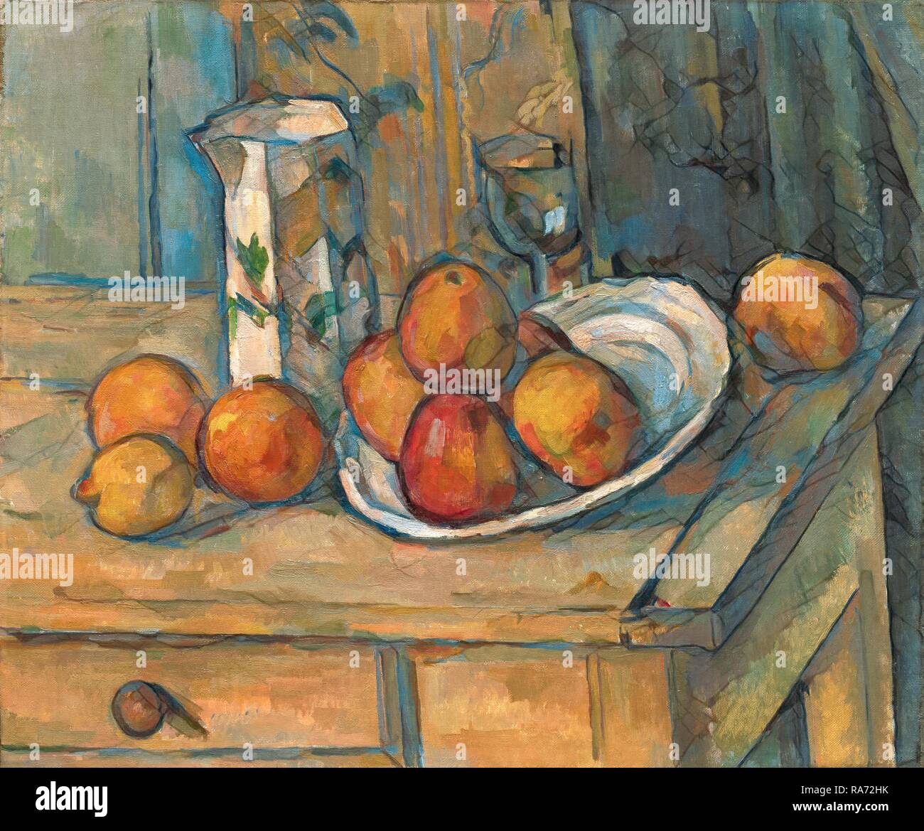 Paul cezanne still life with milk jug and fruit hi-res stock ...