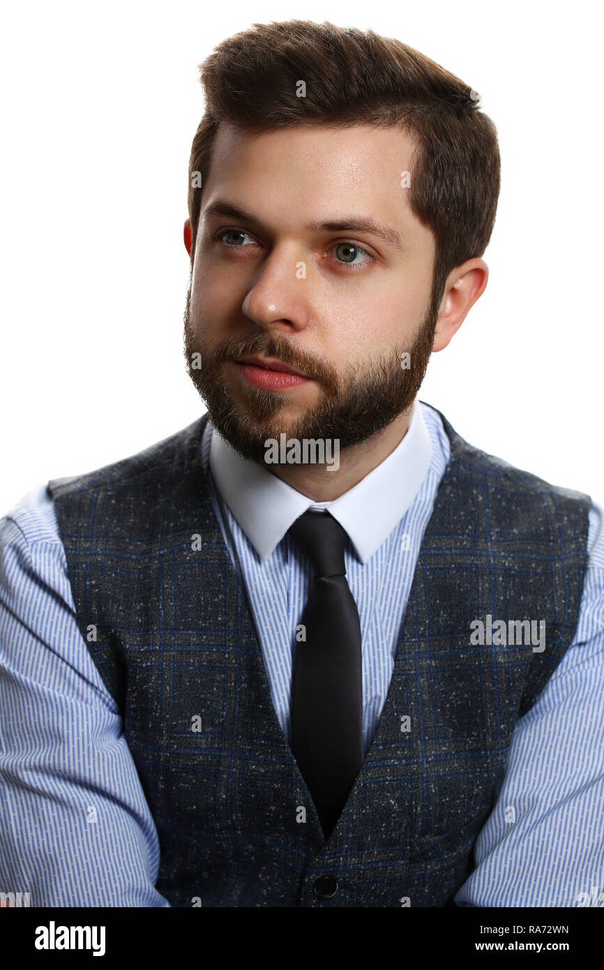 Handsome smiling adult bearded brunette caucasian person Stock Photo ...