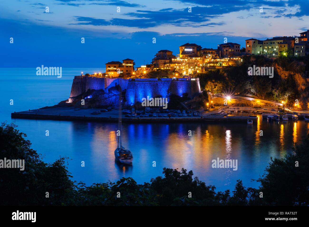 Dusk, Old town, Ulcinj, Adriatic coast, Montenegro Stock Photo - Alamy