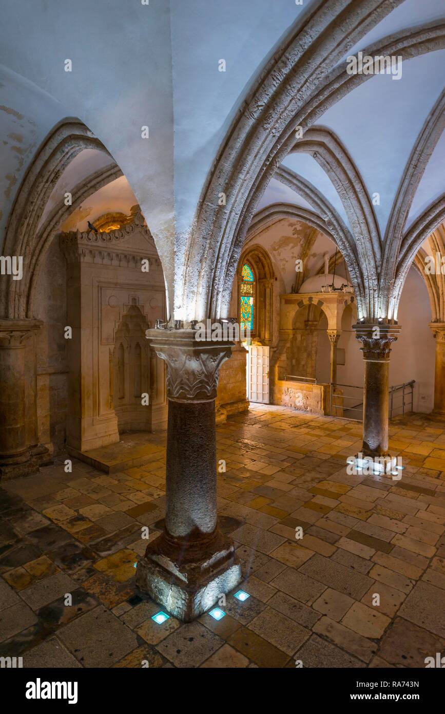 Simple ribbed vault, vaulted ceiling, Upper Room, Cenacle, Room where ...