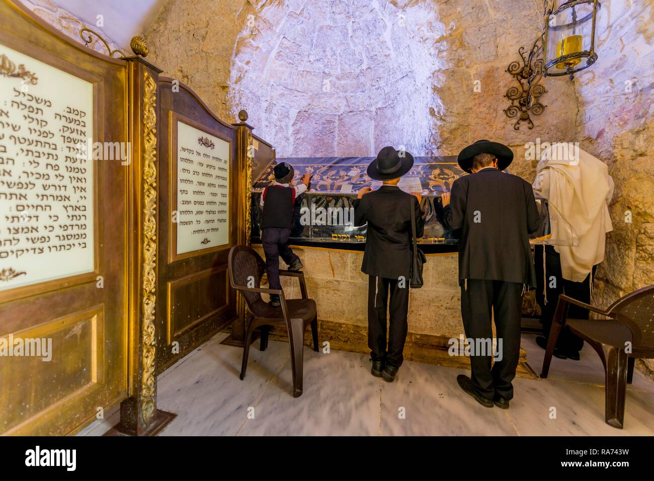 Praying Orthodox Jews in front of the tomb of David, tomb of the ...