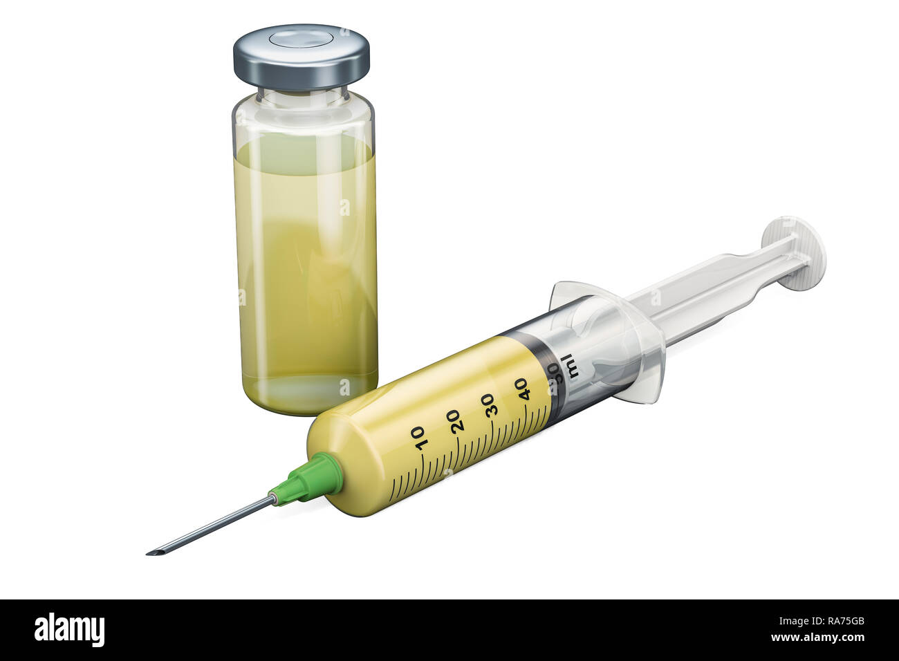 Syringe with drug and vial, 3D rendering isolated on white background ...