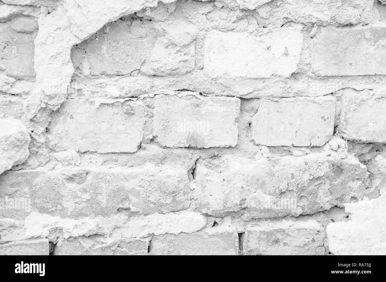 old white brick wall texture for background. Weathered white textured ...