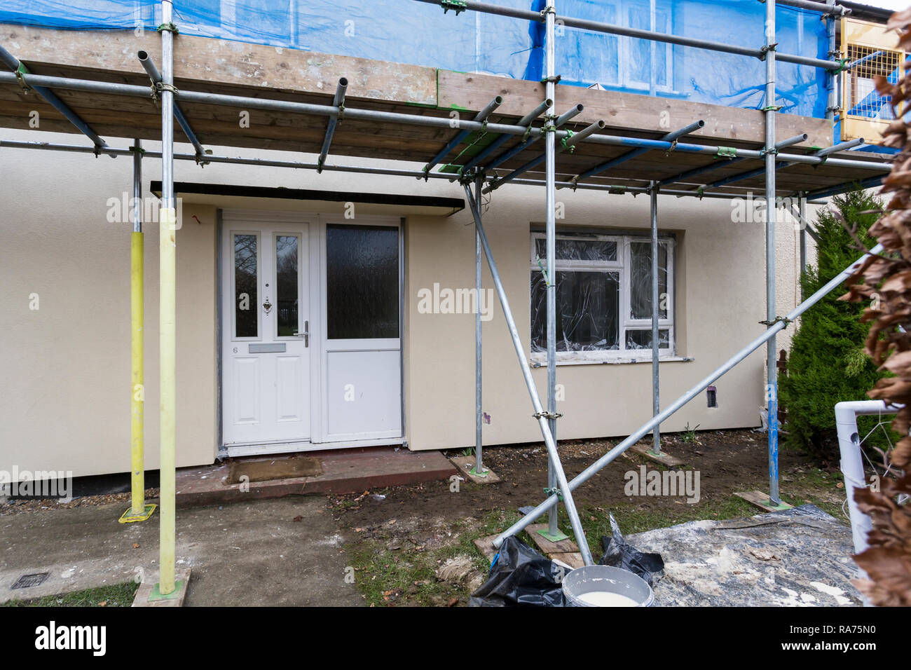 Self Coloured house rendering and Insulation of Stock Photo - Alamy