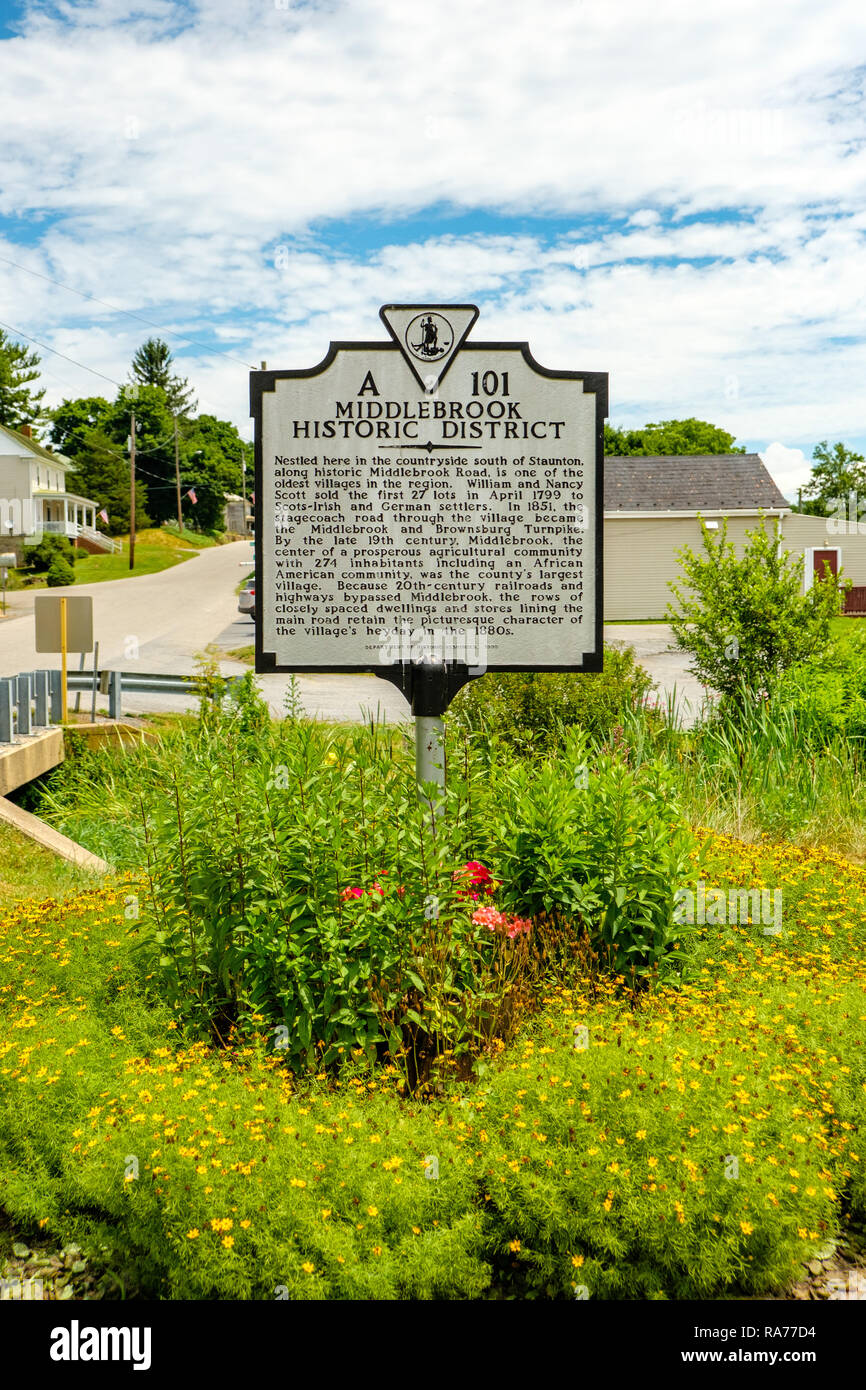 Historic Marker, Middlebrook Historic District, Middlebrook, Virginia ...